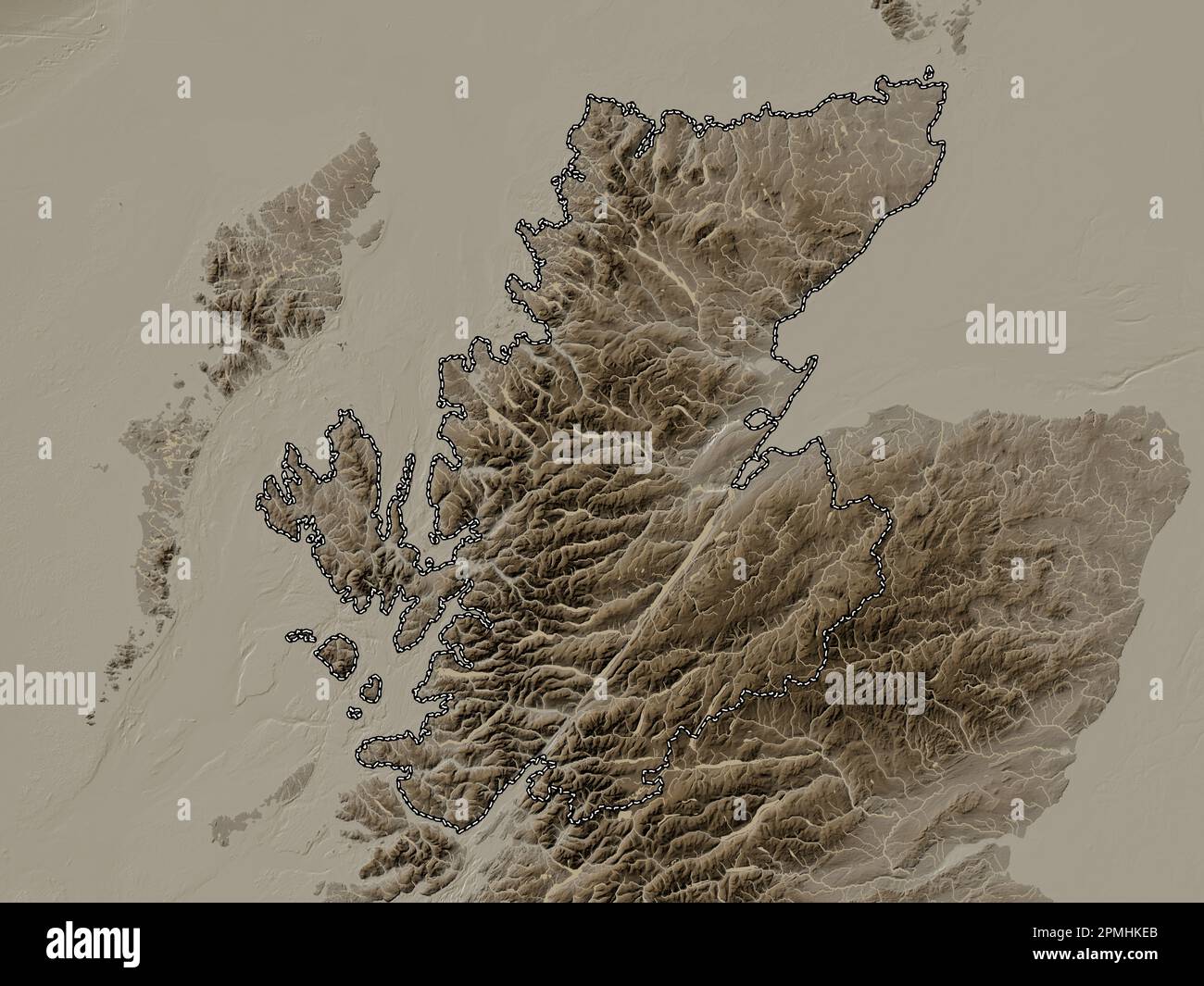 Highland, region of Scotland - Great Britain. Elevation map colored in ...