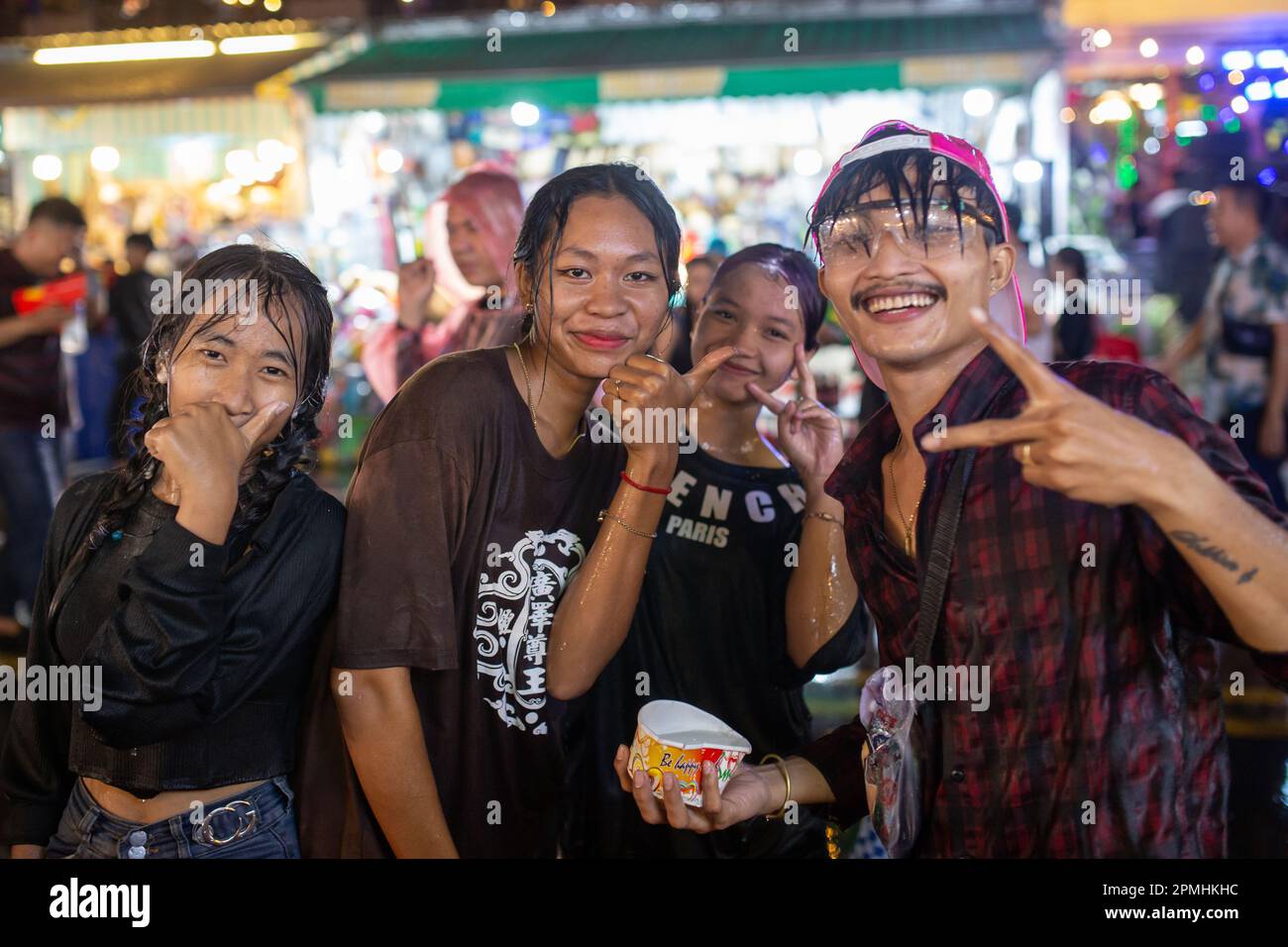 Siem Reap, Cambodia - April 13, 2023: People celebrating Songkran ...
