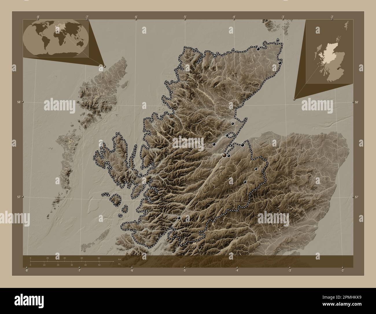 Highland, region of Scotland - Great Britain. Elevation map colored in ...
