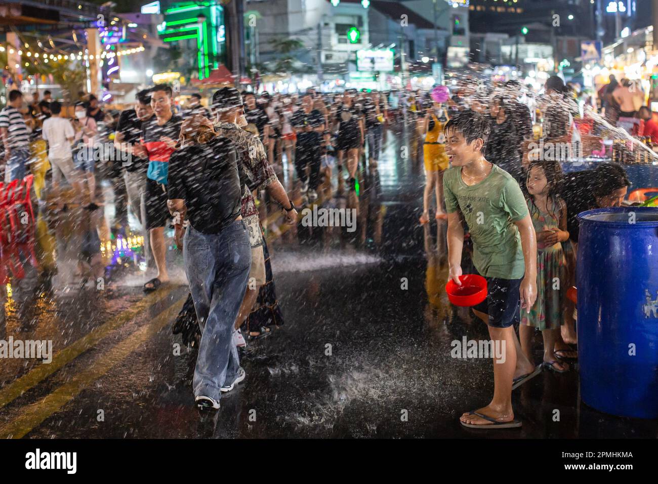 Siem Reap, Cambodia - April 13, 2023: People celebrating Songkran ...
