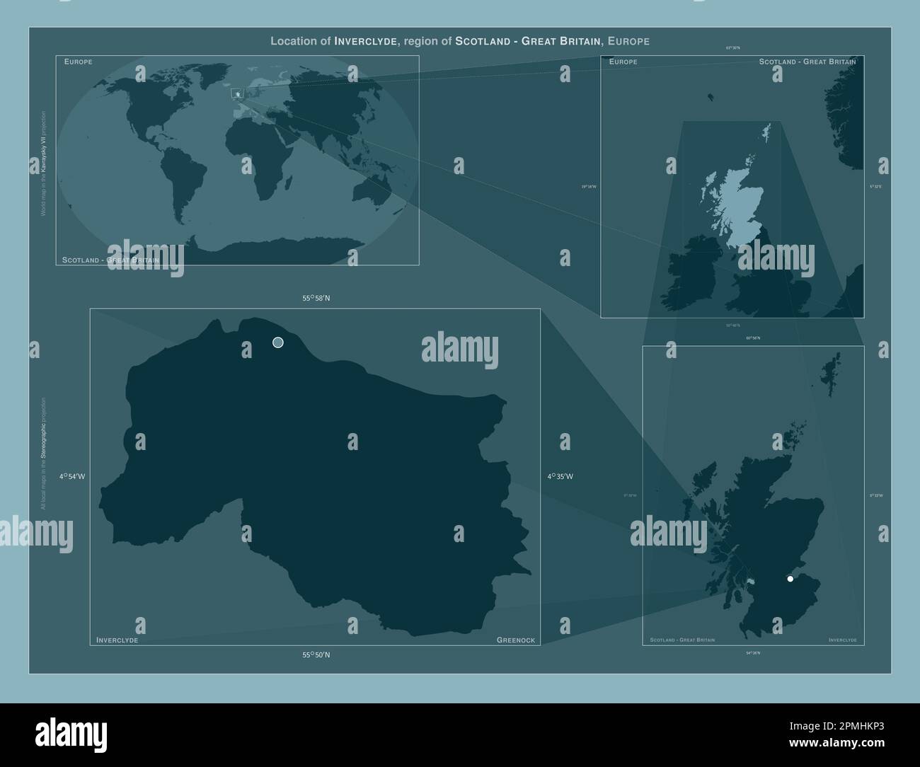 Inverclyde, region of Scotland - Great Britain. Diagram showing the ...