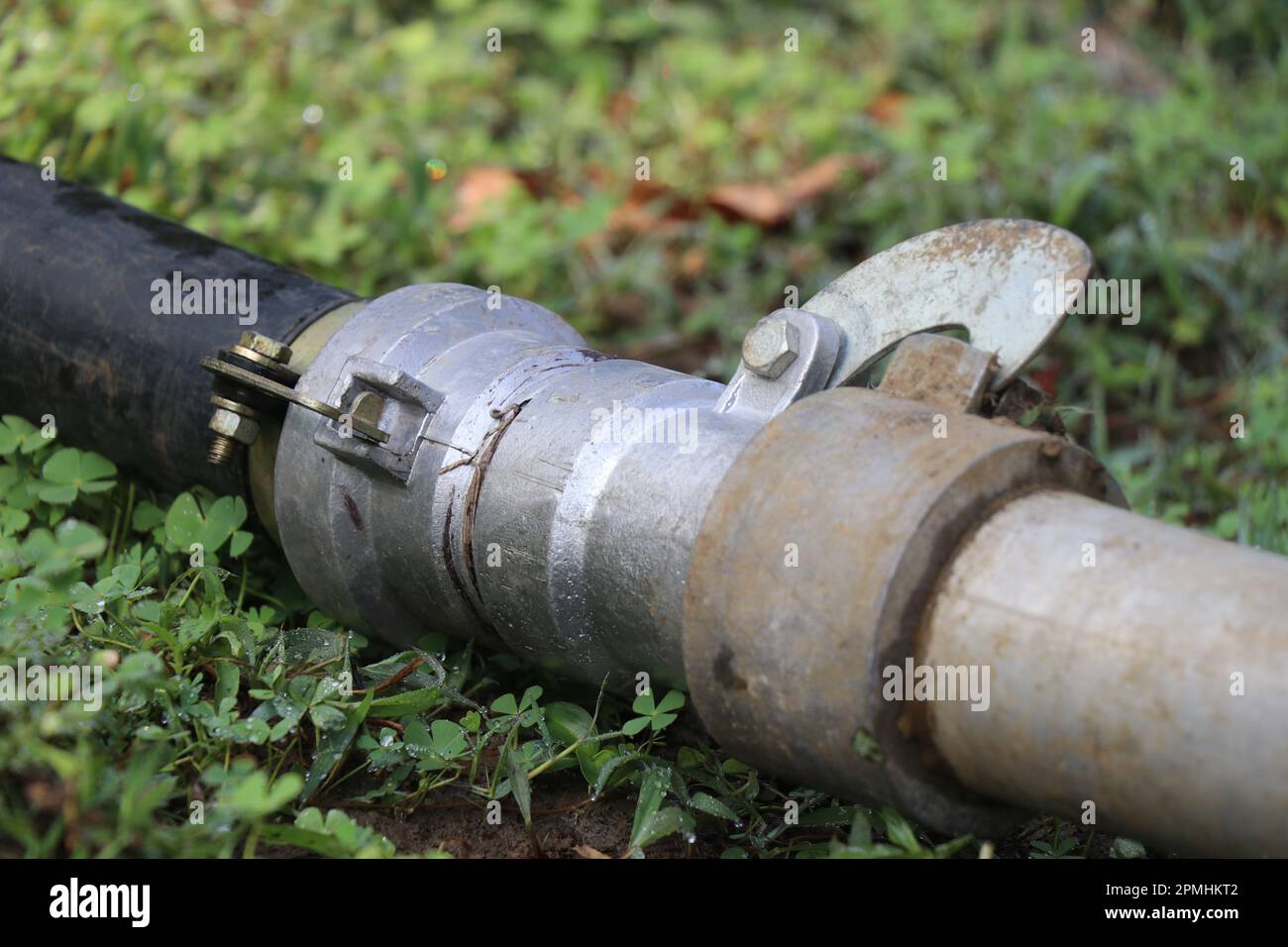 HDPE and aluminum pipes are connected using a converter or coupling. Different types of piping ...