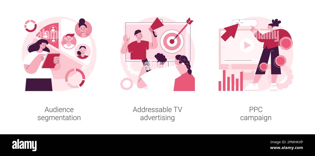 Digital ad campaign abstract concept vector illustration set. Audience ...