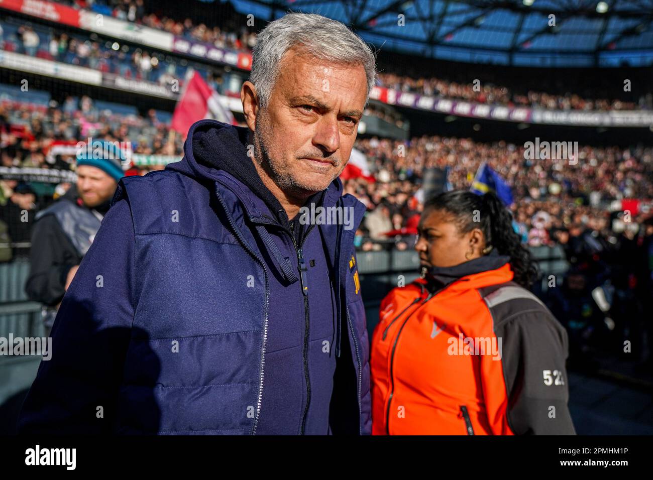 Rotterdam, Netherlands. April 13, 2023. AS Roma coach Jose Mourinho ...