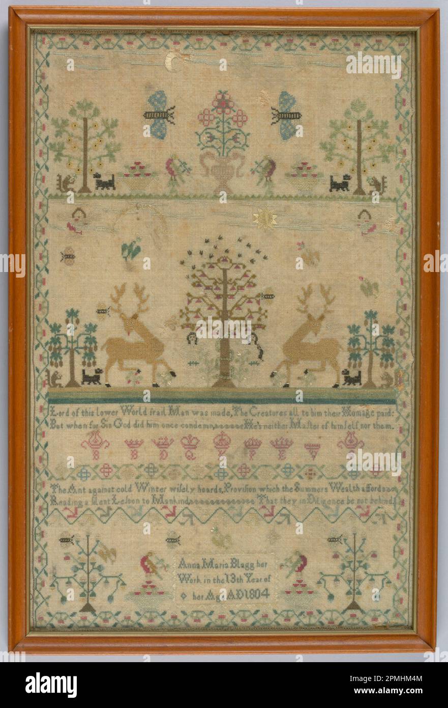 Sampler (England); Made by Anna Maria Blagg (English); silk, linen; 53. ...