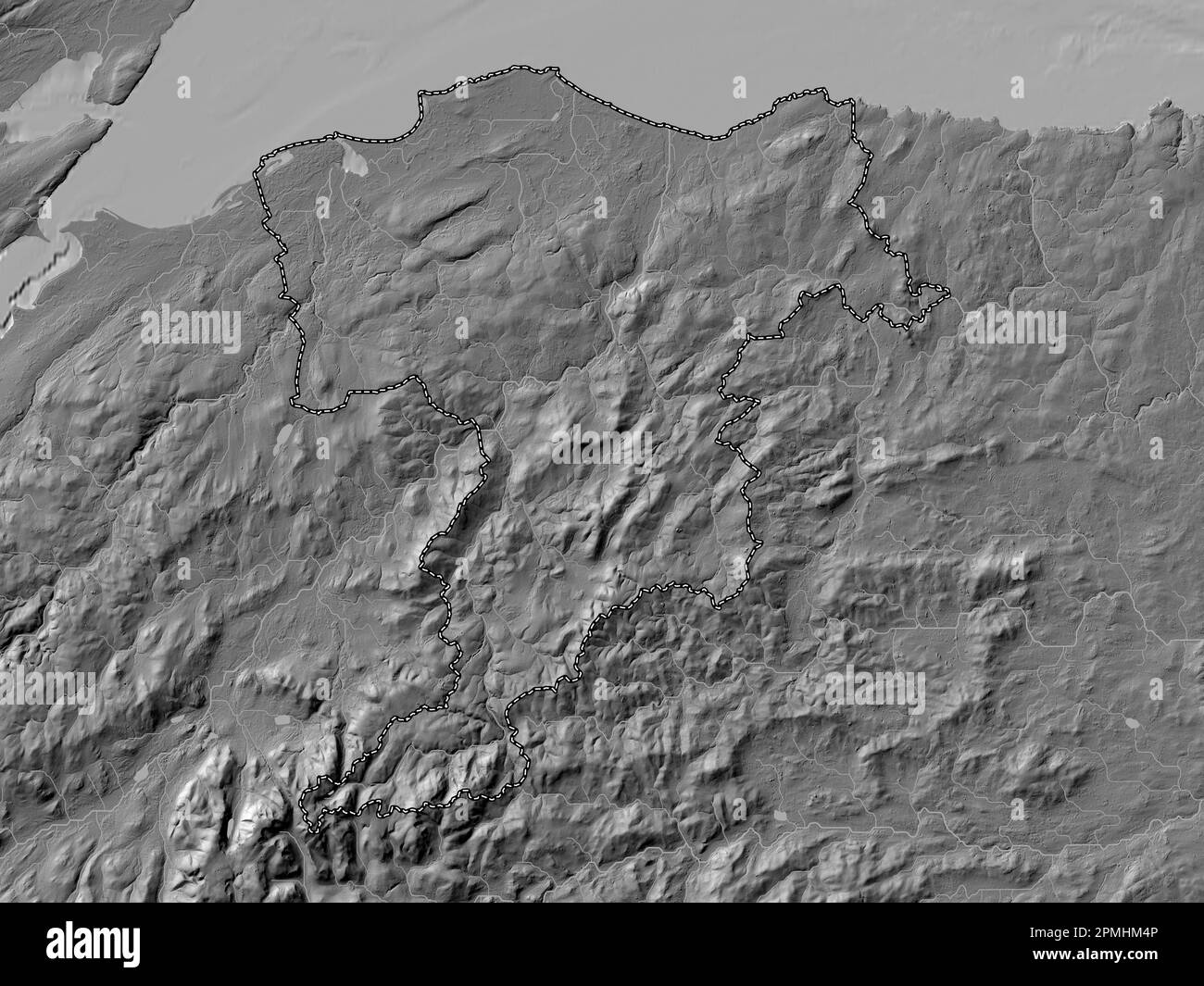 Moray, region of Scotland - Great Britain. Bilevel elevation map with ...