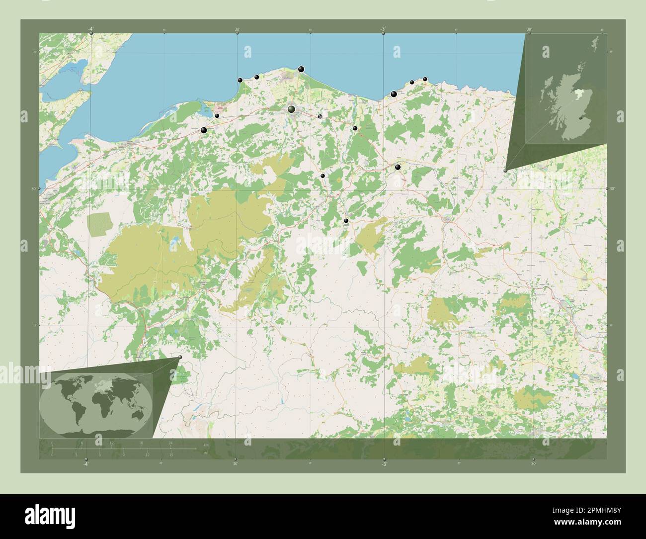 Moray, region of Scotland - Great Britain. Open Street Map. Locations ...