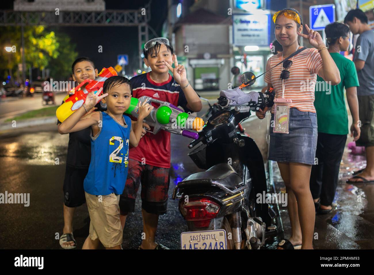Siem Reap, Cambodia - April 13, 2023: People celebrating Songkran ...