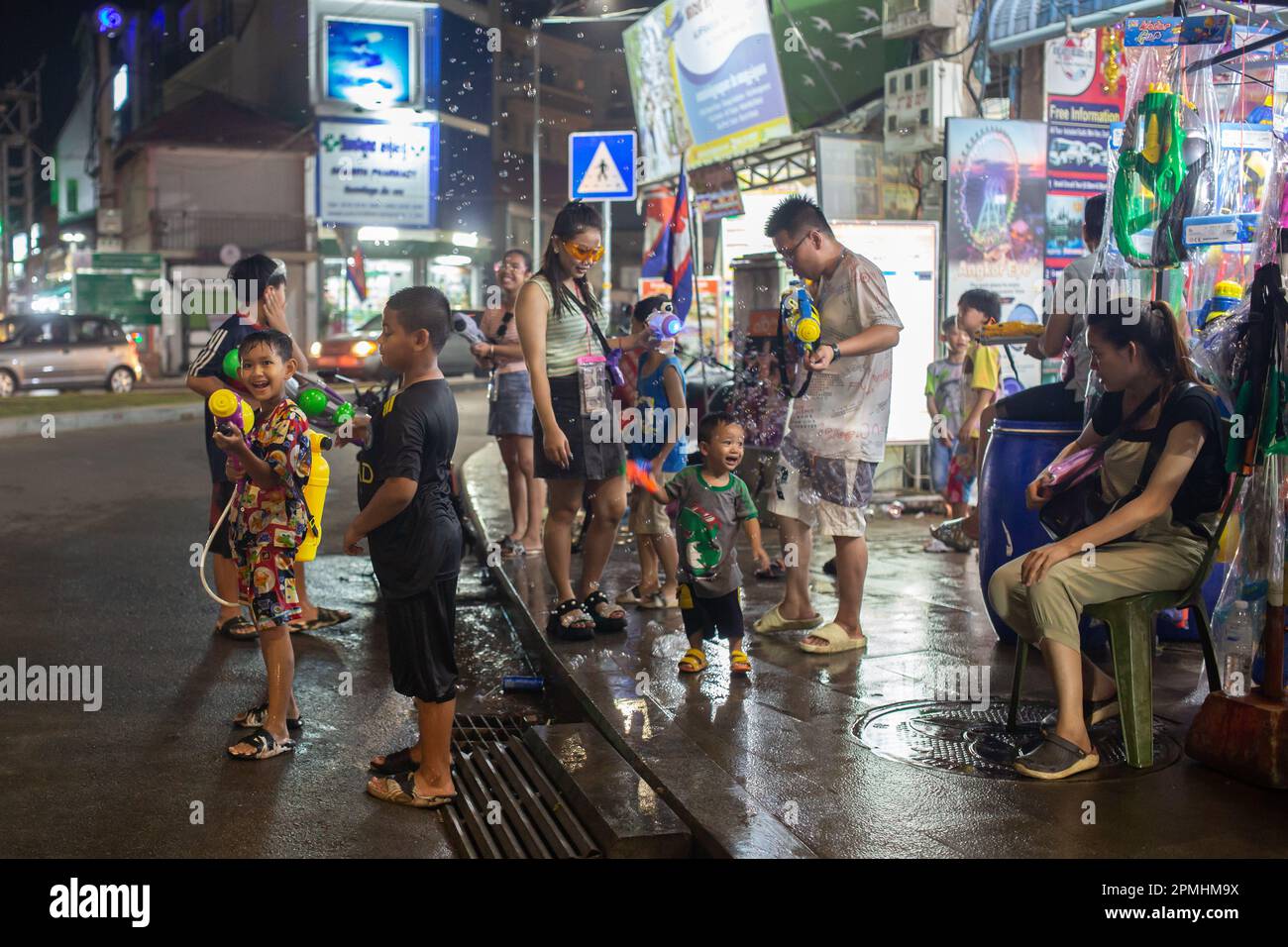 Siem Reap, Cambodia - April 13, 2023: People celebrating Songkran ...