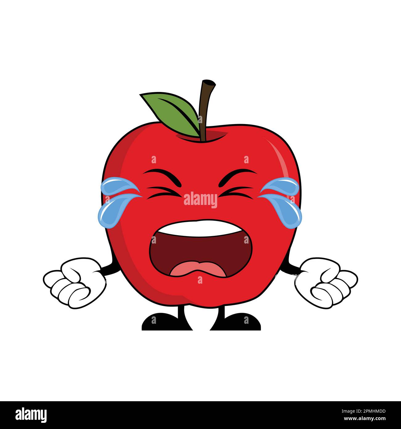 Crying apple fruit character cartoon. Suitable for poster, banner, web ...