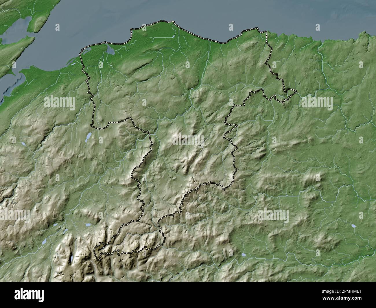 Moray, region of Scotland - Great Britain. Elevation map colored in ...