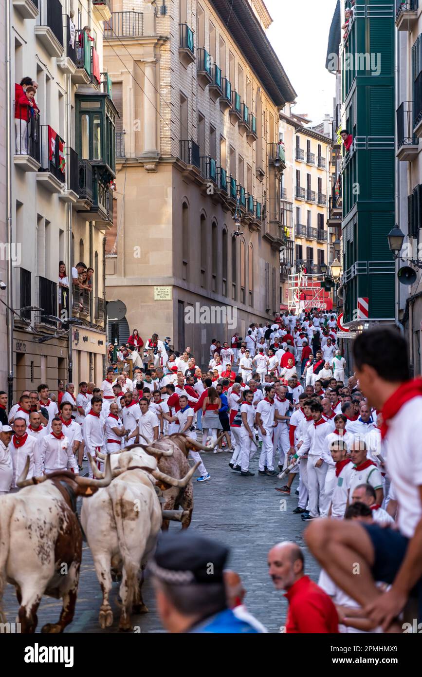Thousands of people gathered on the streets of Pamplona. First day of ...