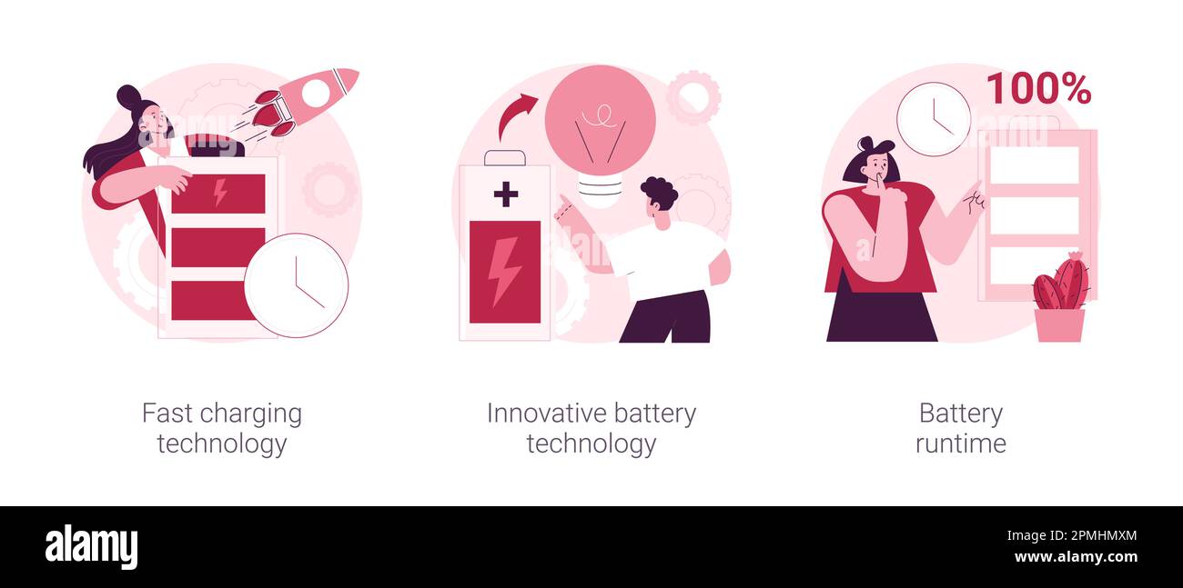 Gadget power management abstract concept vector illustration set. Fast ...
