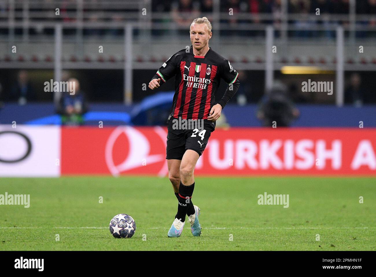 Milan, Italy. 12th Apr, 2023. Simon Kjaer of AC Milan during the UEFA ...