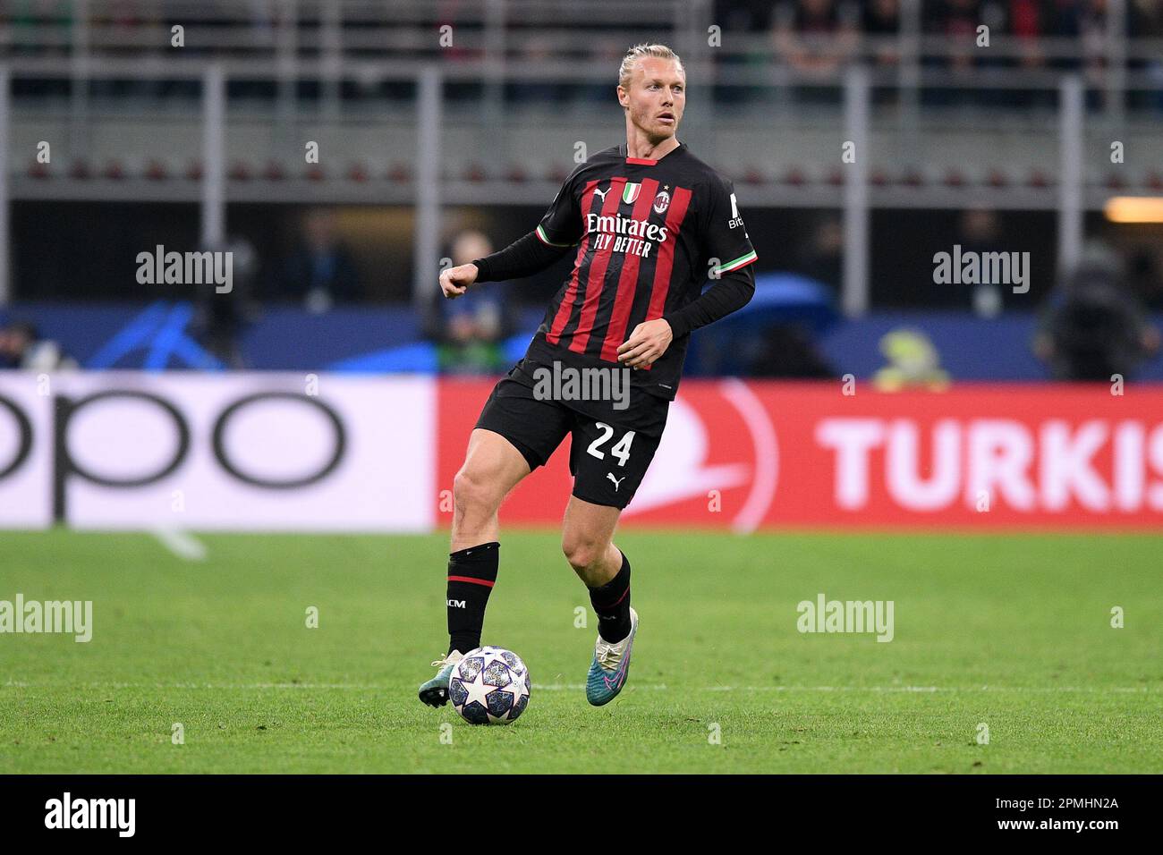 Milan, Italy. 12th Apr, 2023. Simon Kjaer of AC Milan during the UEFA ...