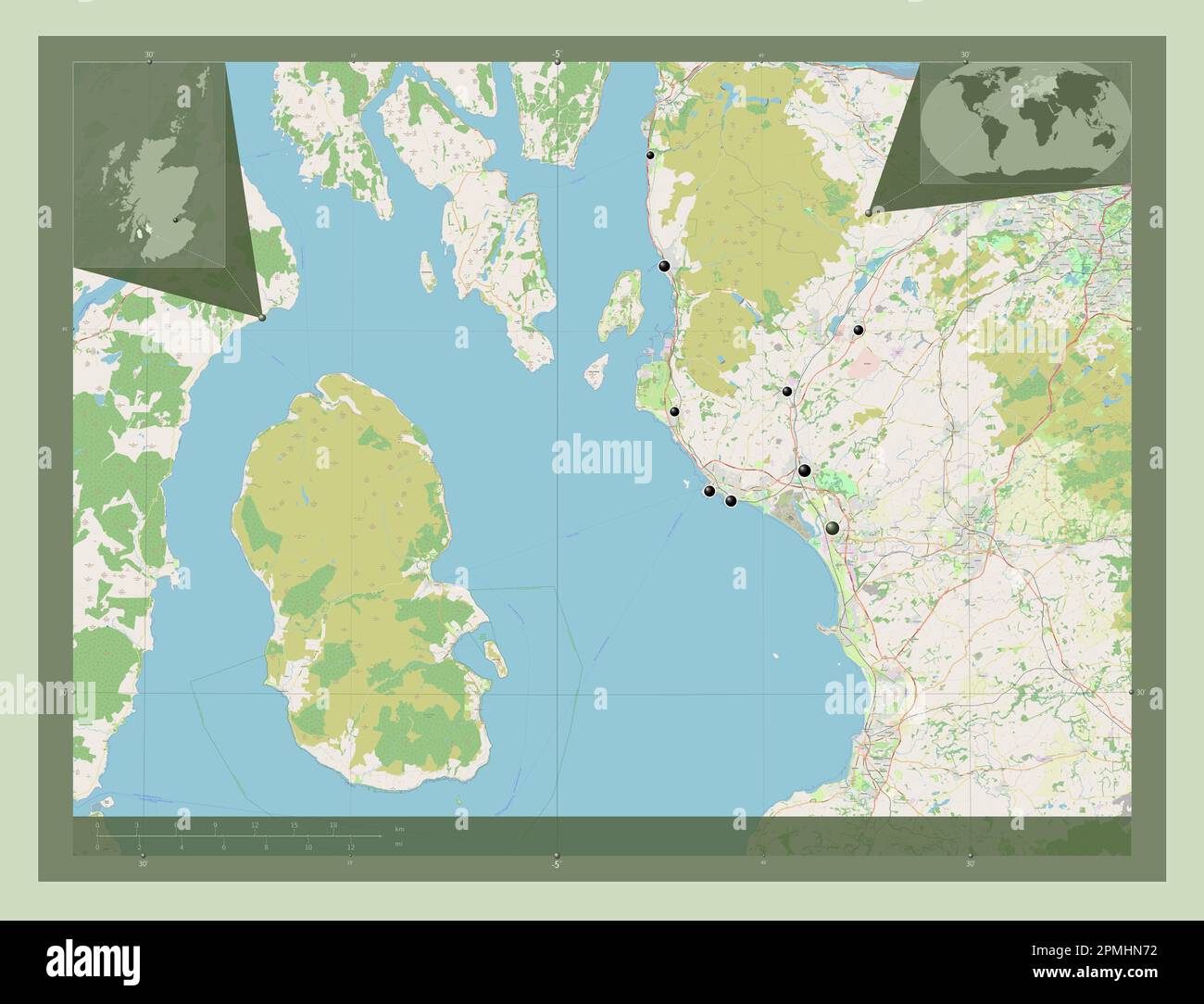 North Ayrshire, region of Scotland - Great Britain. Open Street Map ...