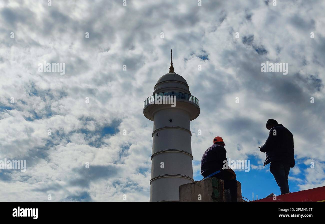 Kathmandu, Bagmati, Nepal. 13th Apr, 2023. People chat near the ...