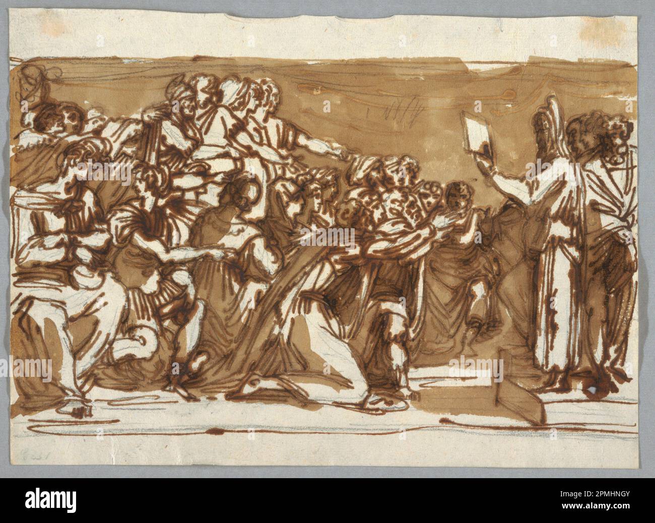 Drawing, Moses Shows the Tables of Law to the Israelites, after Perino ...