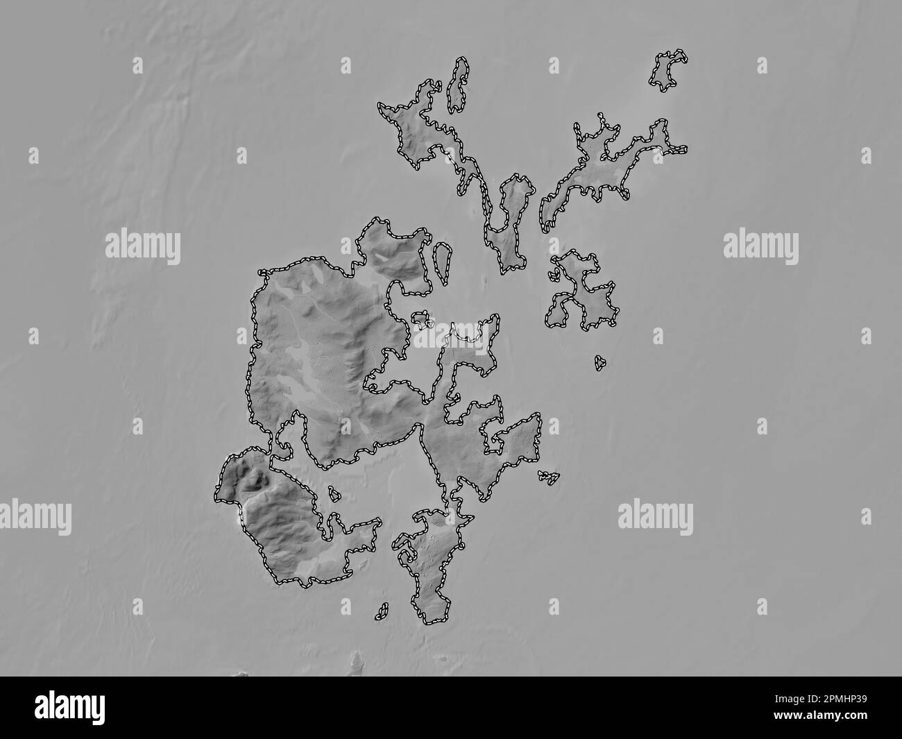Orkney Islands, region of Scotland - Great Britain. Grayscale elevation ...