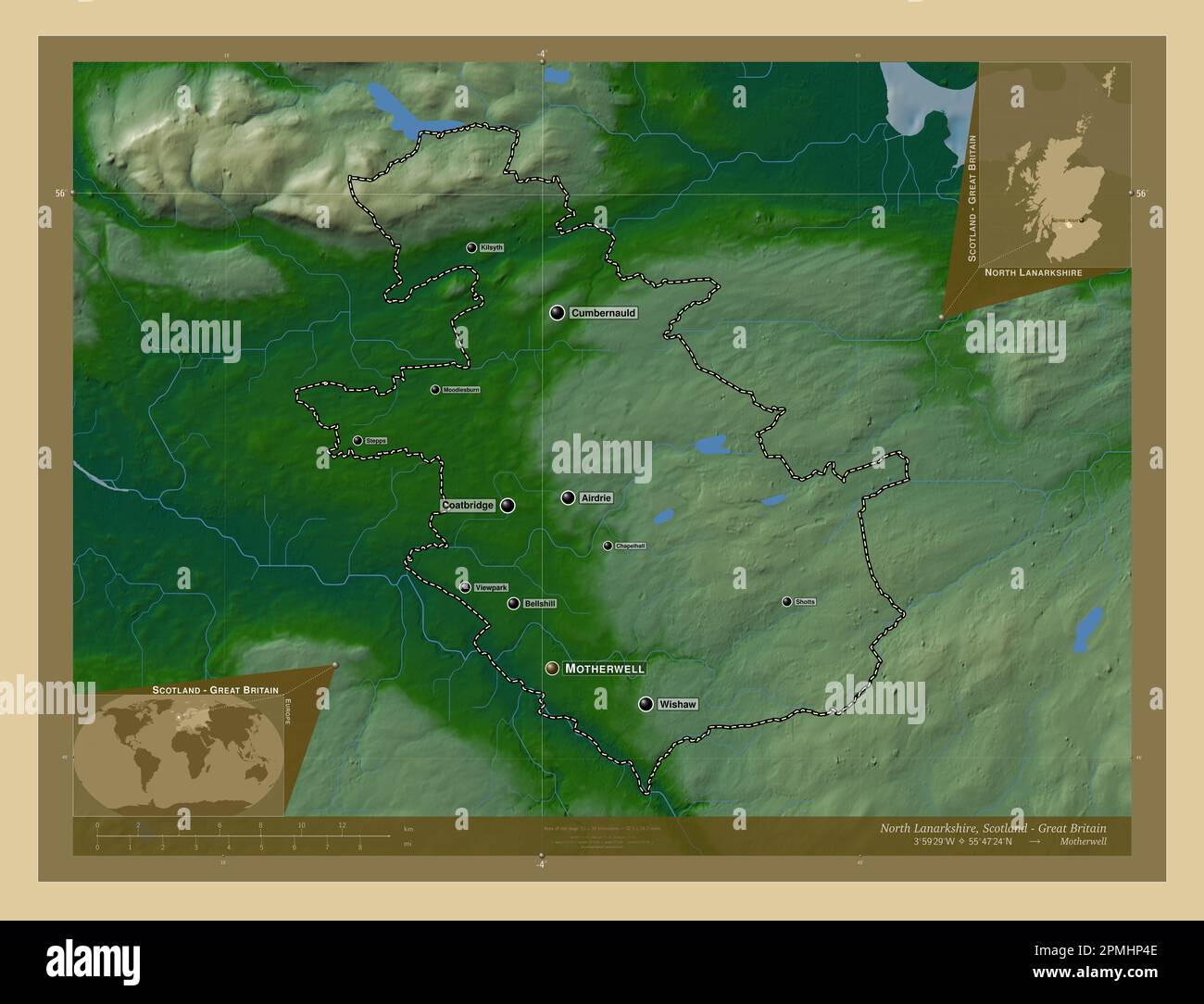 North Lanarkshire, region of Scotland - Great Britain. Colored ...