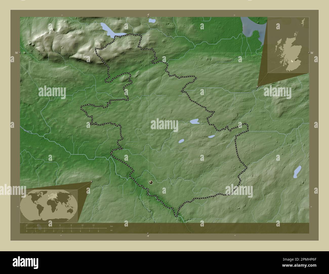 North Lanarkshire, region of Scotland - Great Britain. Elevation map ...