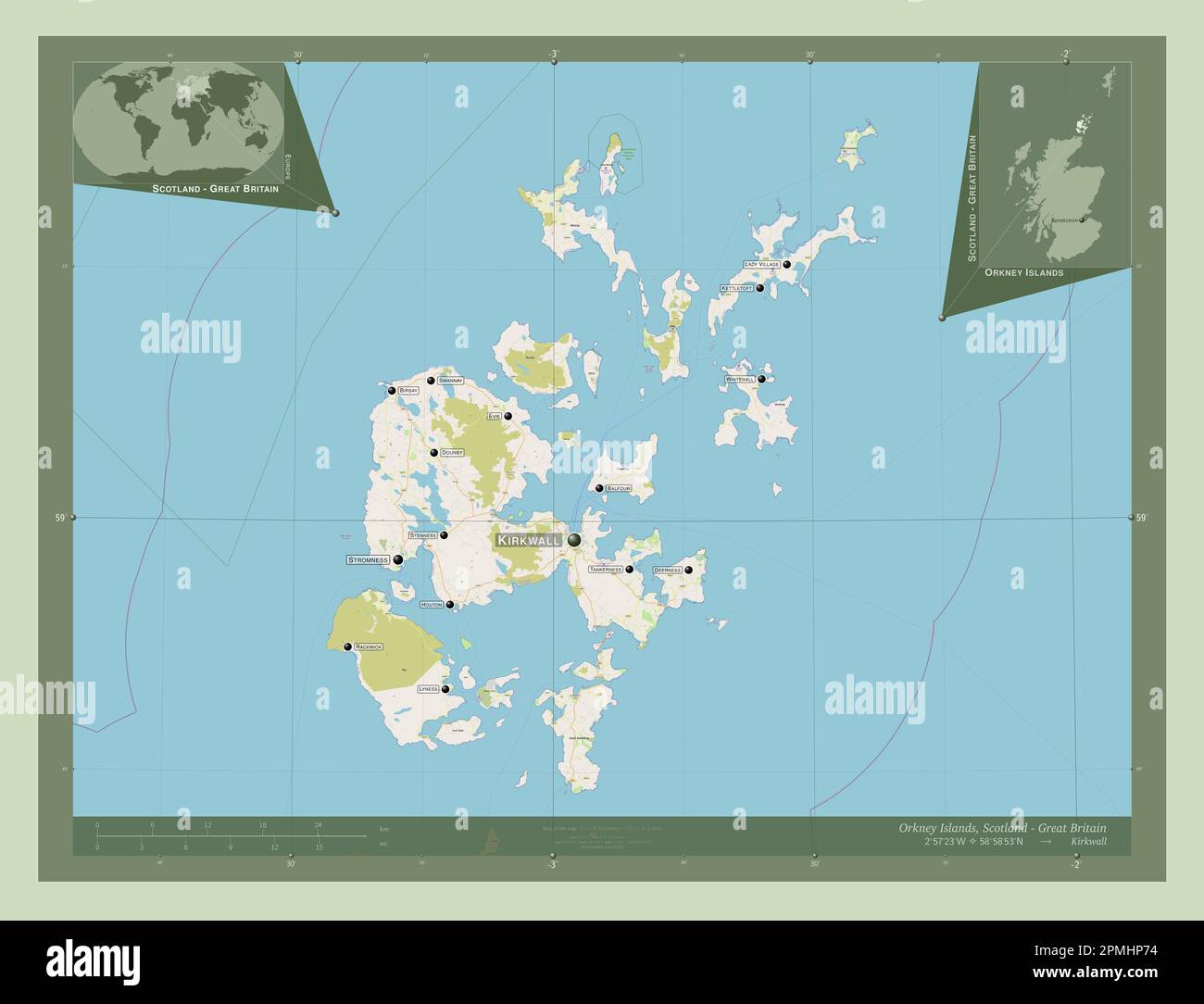 Orkney Islands, region of Scotland - Great Britain. Open Street Map ...