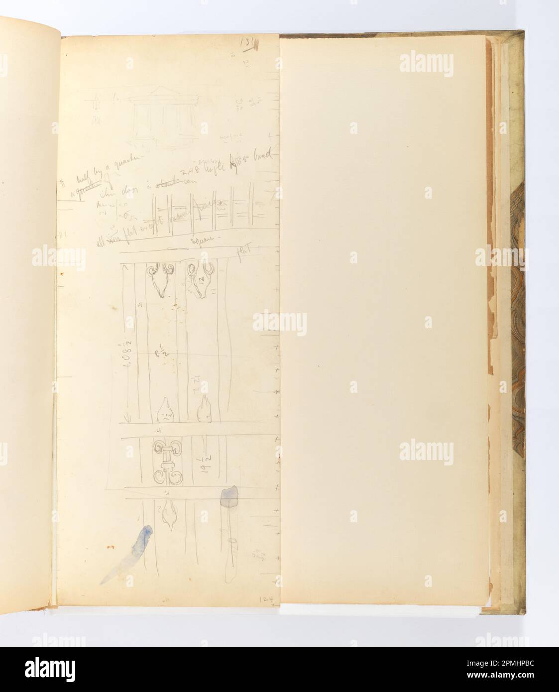 Album Page, Sketch of Iron Gate, Possibly Italy?; Whitney Warren Jr ...