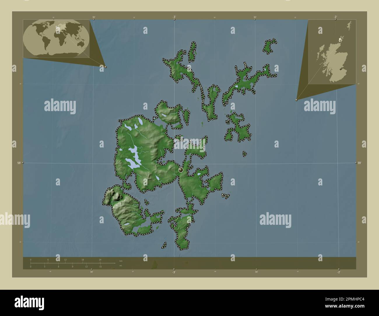 Orkney Islands, region of Scotland - Great Britain. Elevation map ...