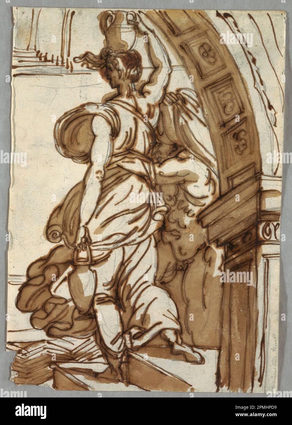 Drawing, Burning of the Borgo, after Raphael; Designed by Felice Giani ...