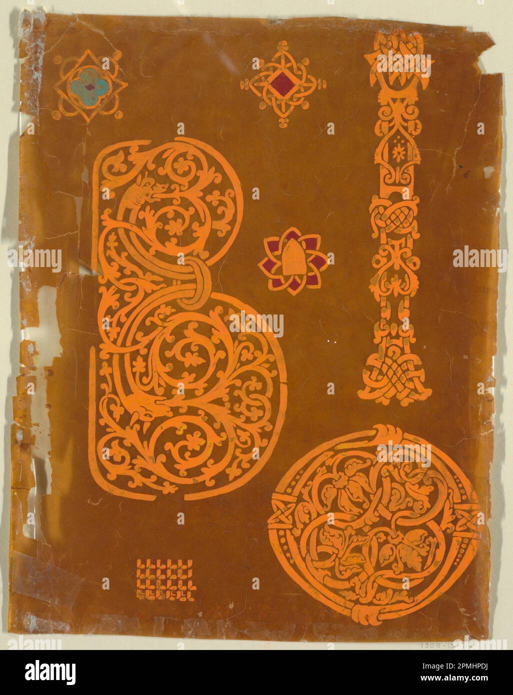 Drawing, Copies of Romanesque Letters and Motifs for a Woven Fabric ...