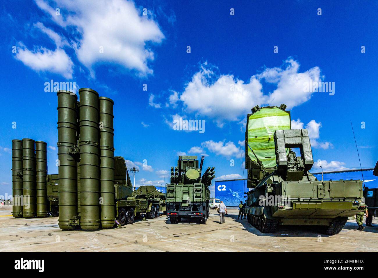 Anti-aircraft missile systems S-300, Pantsir-S1 and the radar station ...