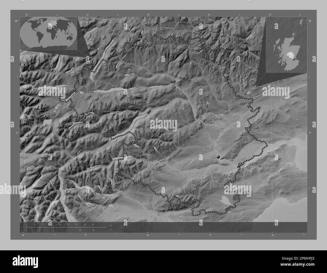 Perth and Kinross, region of Scotland - Great Britain. Grayscale ...