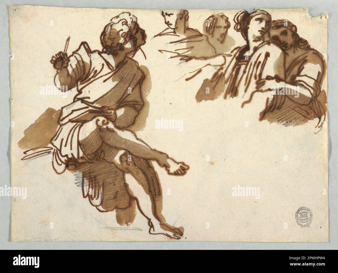 Drawing, Five Figures from Parnassus by Raphael Sanzio; Designed by ...