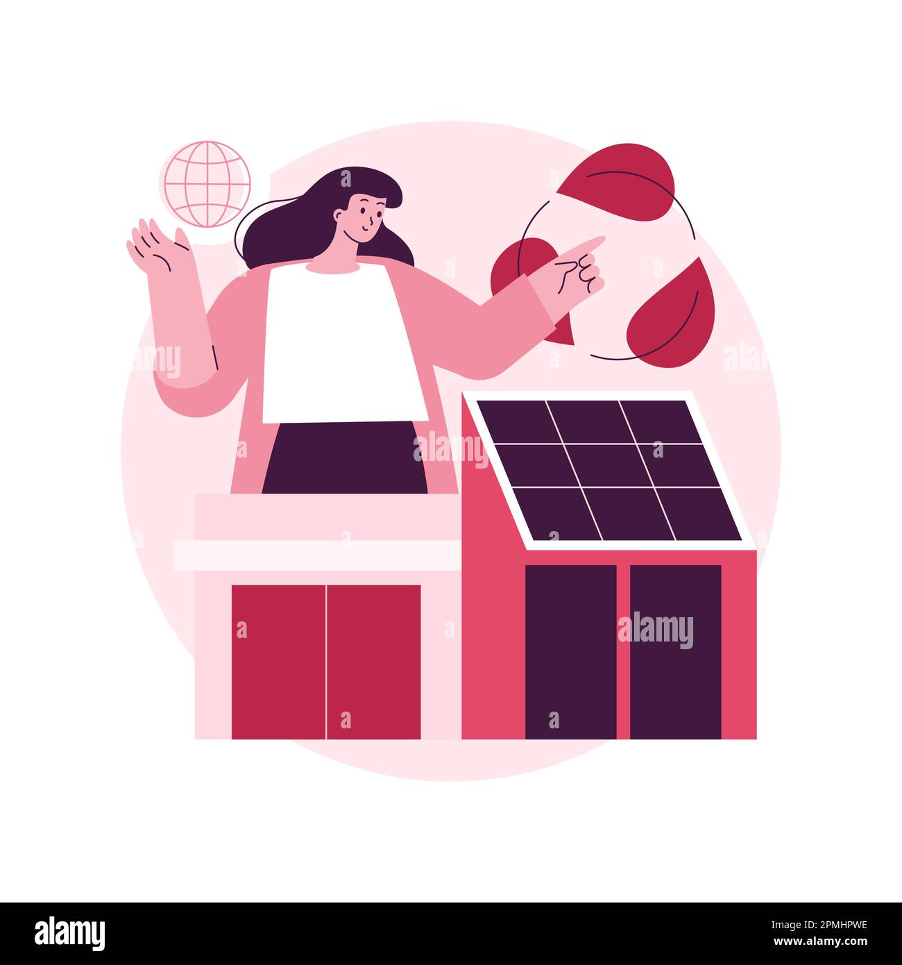 Eco house abstract concept vector illustration. Environmentally low-impact home, ecohome ...