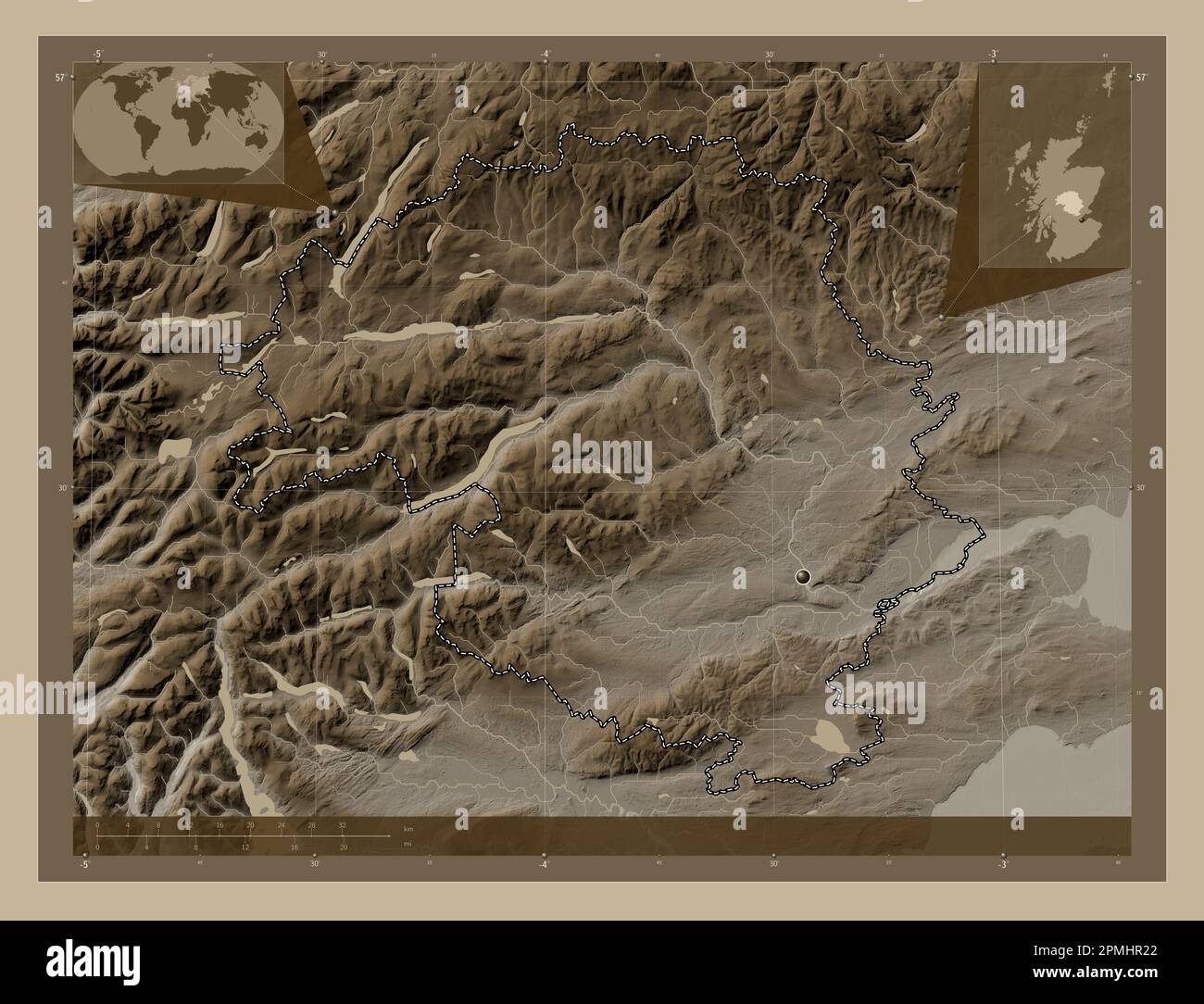 Perth and Kinross, region of Scotland - Great Britain. Elevation map ...