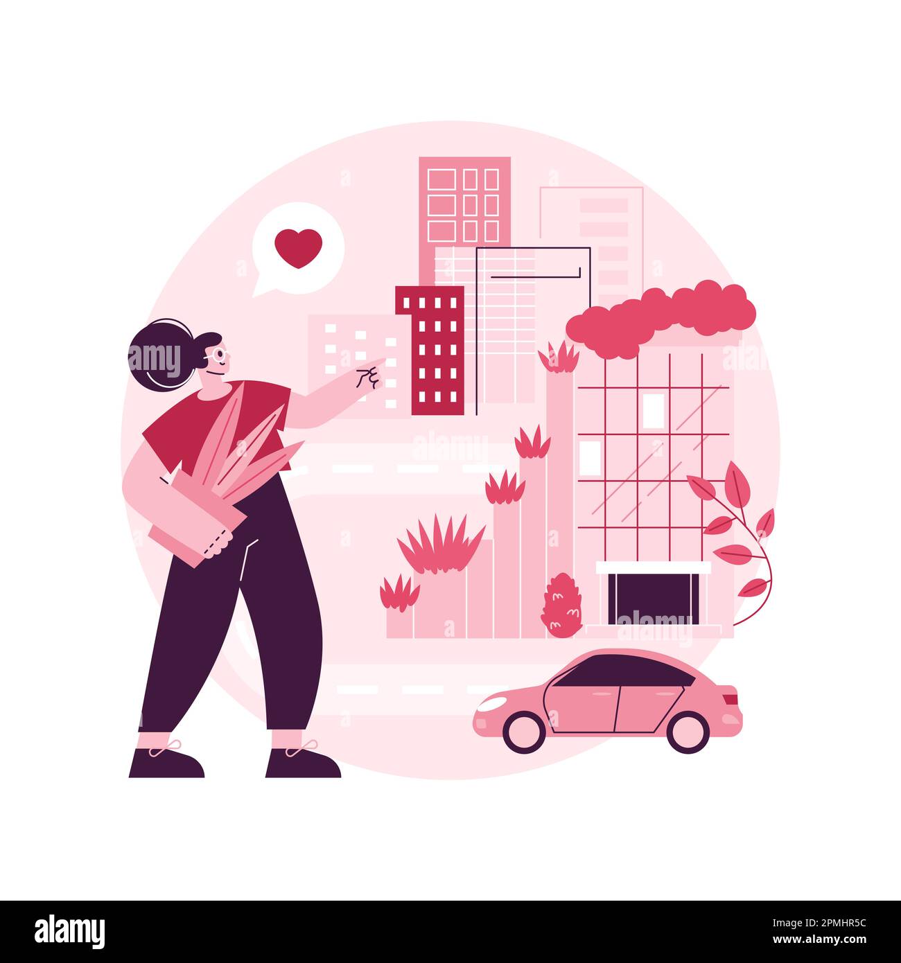 Vertical green city abstract concept vector illustration. Air pollution ...