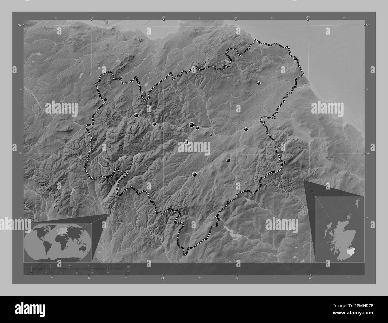 Scottish Borders, region of Scotland - Great Britain. Grayscale ...