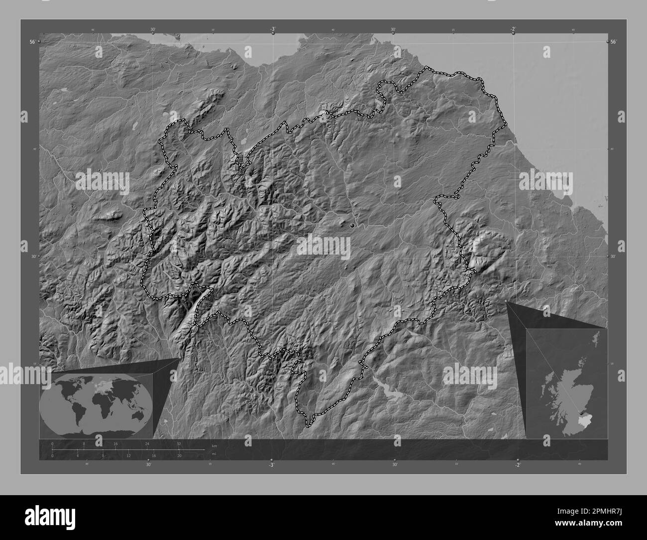 Scottish Borders, region of Scotland - Great Britain. Bilevel elevation ...