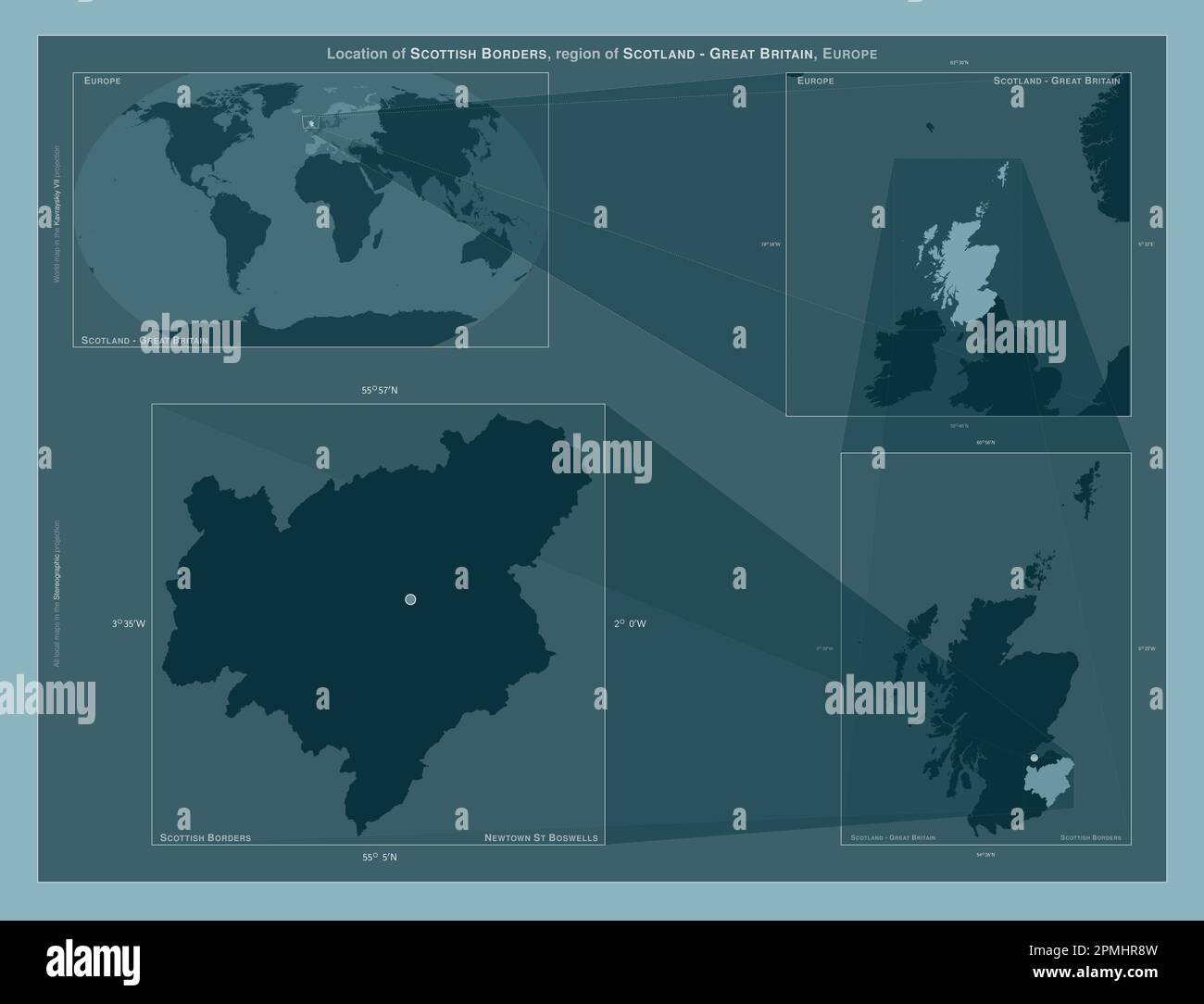 Scottish Borders, region of Scotland - Great Britain. Diagram showing ...