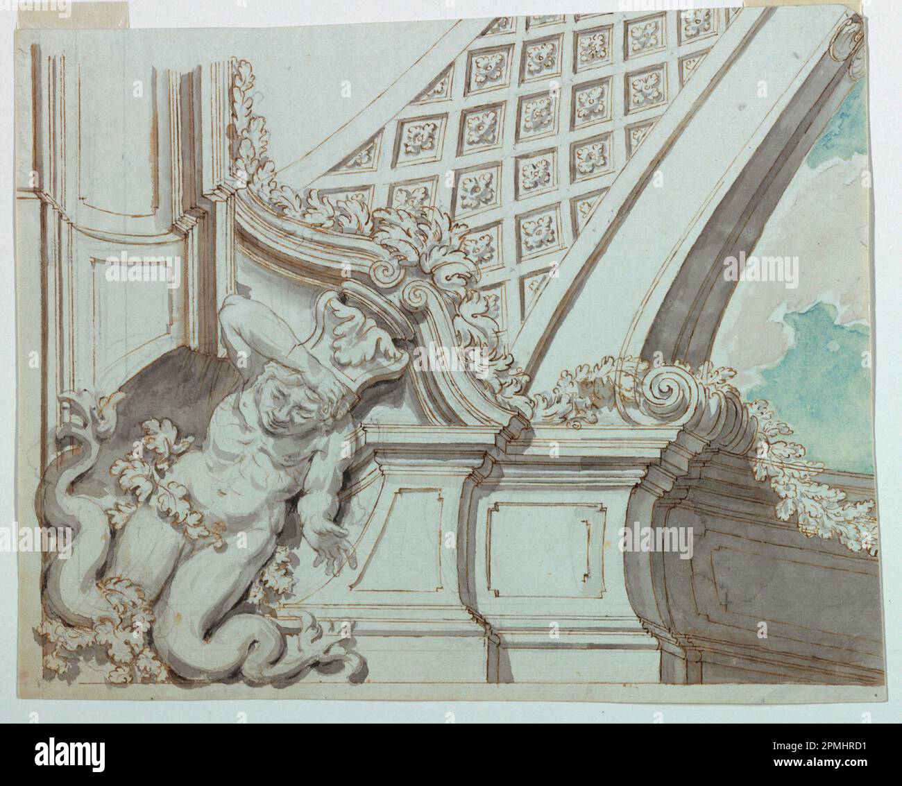 Drawing, Project for a Painted Ceiling; Italy; black chalk, pen and ink ...