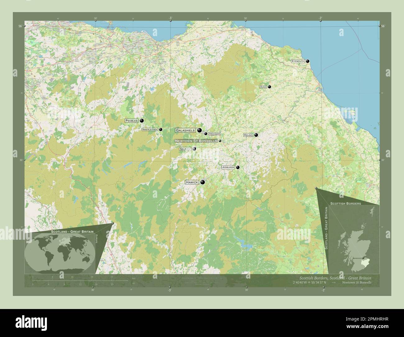 Scottish Borders, region of Scotland - Great Britain. Open Street Map ...