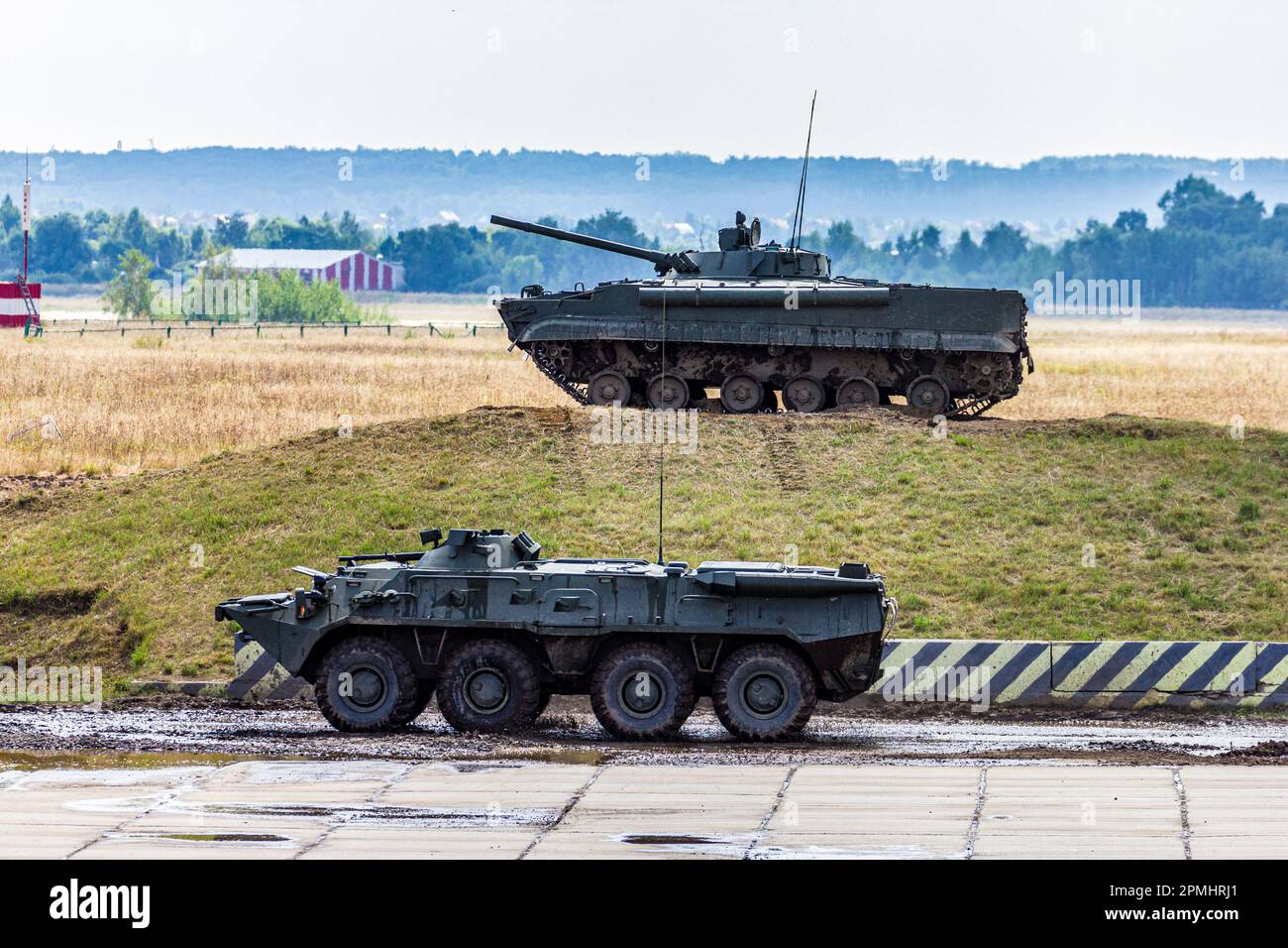 BTR-80 armored personnel carrier and BMP-3 combat vehicle of the ...