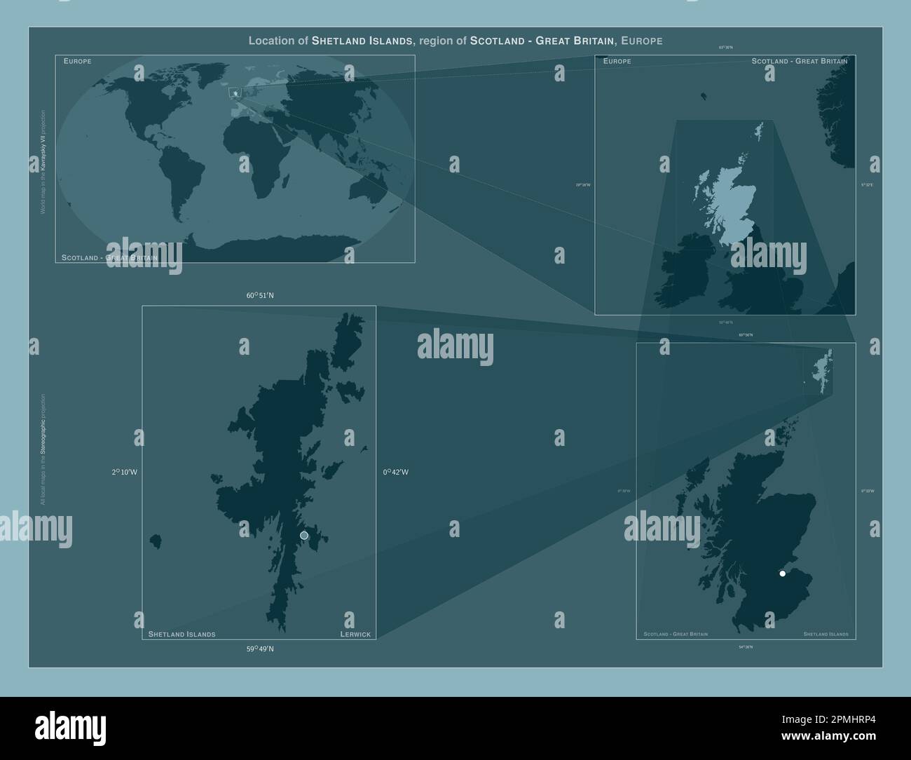 Shetland Islands, region of Scotland - Great Britain. Diagram showing the location of the region ...