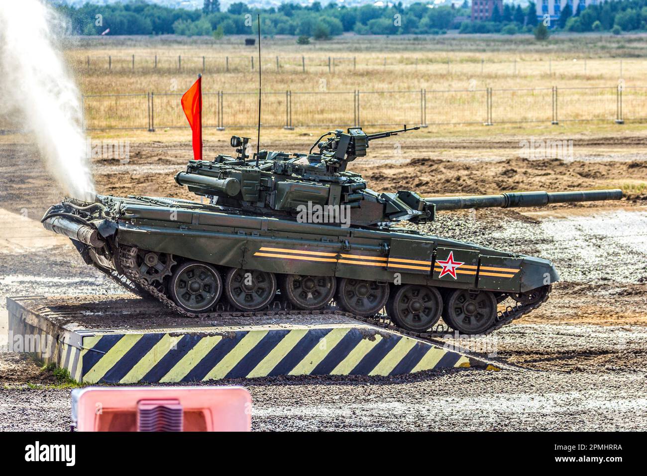 The main battle tank T-72B3 of the Russian army at the training ground ...