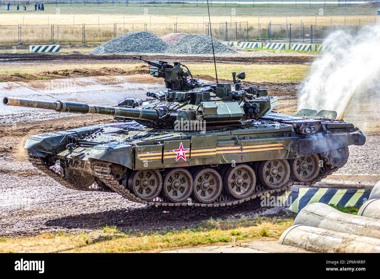 The main battle tank T-72B3 of the Russian army at the training ground at demonstration ...
