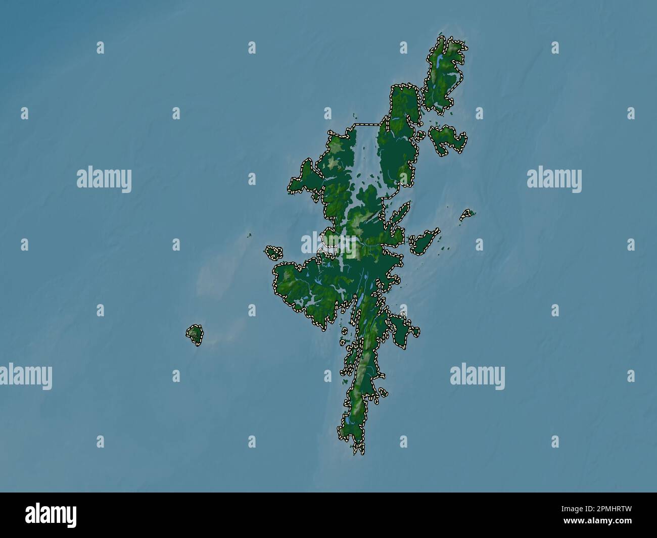 Shetland Islands, region of Scotland - Great Britain. Colored elevation ...