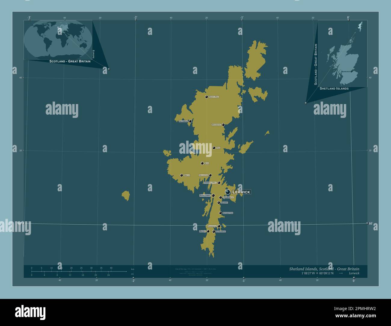 Shetland Islands, region of Scotland - Great Britain. Solid color shape ...