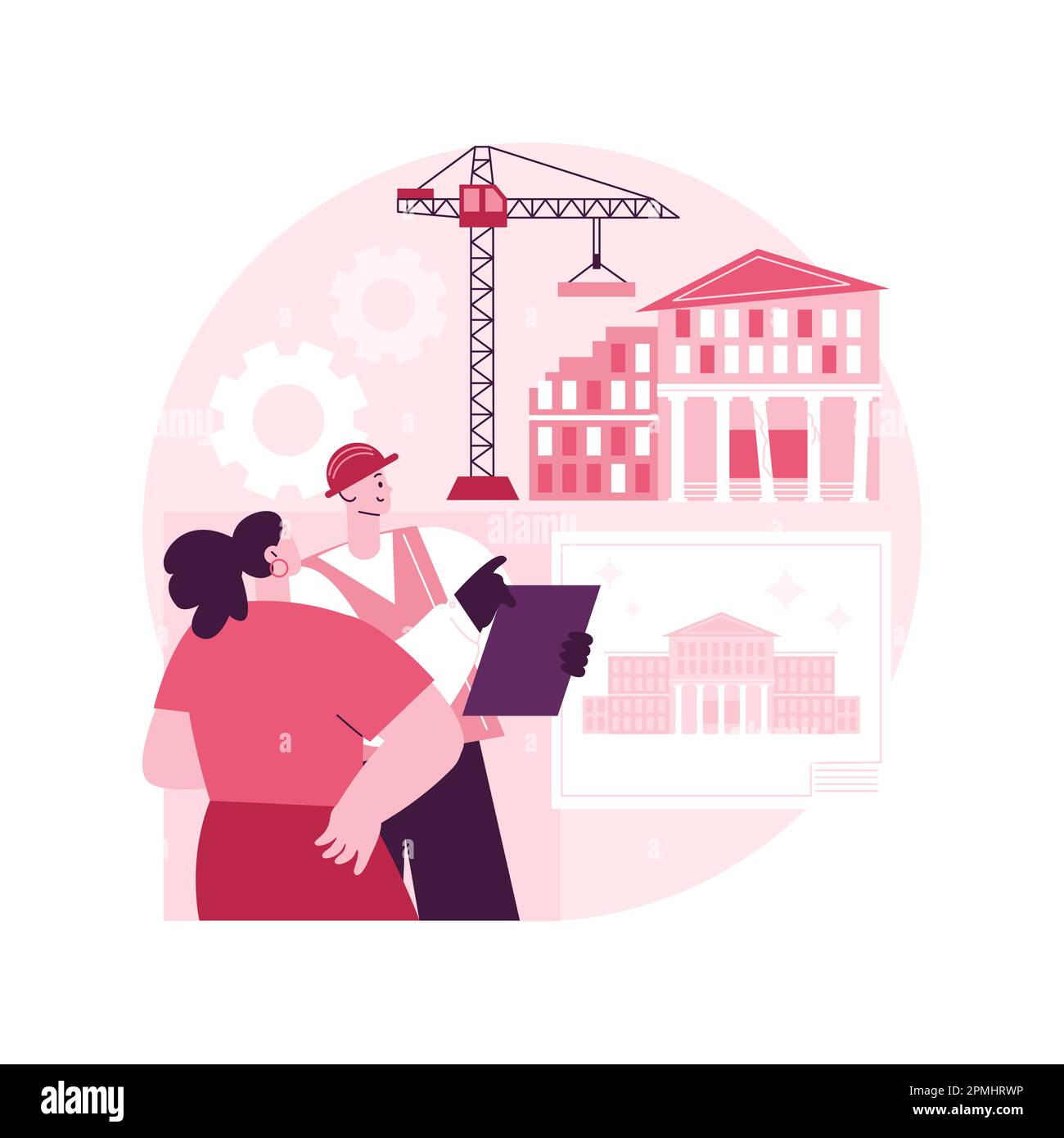 Old buildings modernization abstract concept vector illustration. Building up service ...