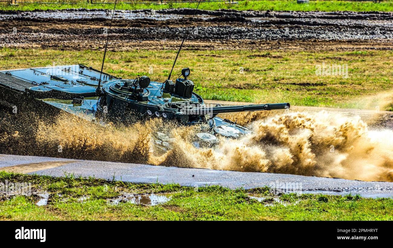 Armored tracked infantry fighting vehicle BMP-3 of the Russian Army at demonstration ...