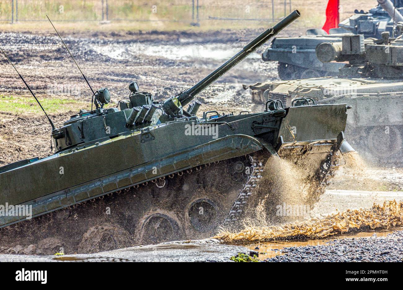 Armored tracked infantry fighting vehicle BMP-3 of the Russian Army at demonstration ...
